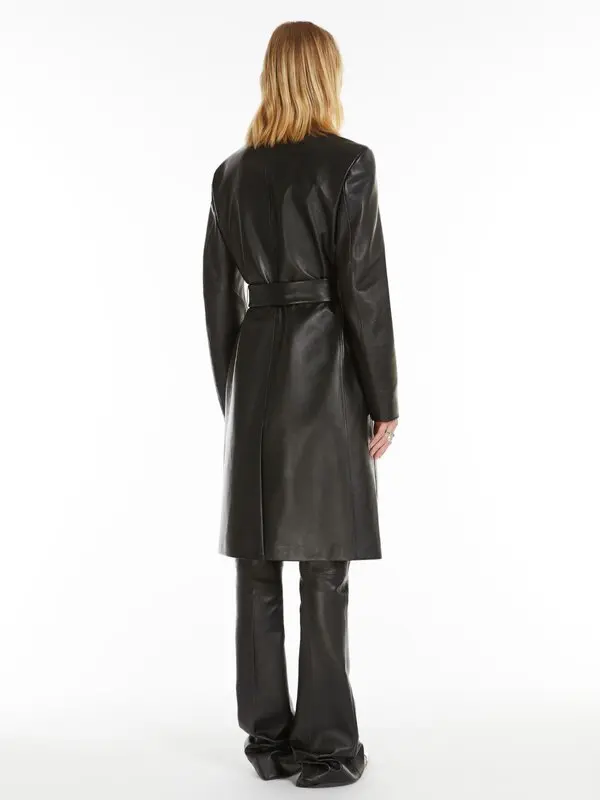 Sportmax Belted Leather Trench Coat