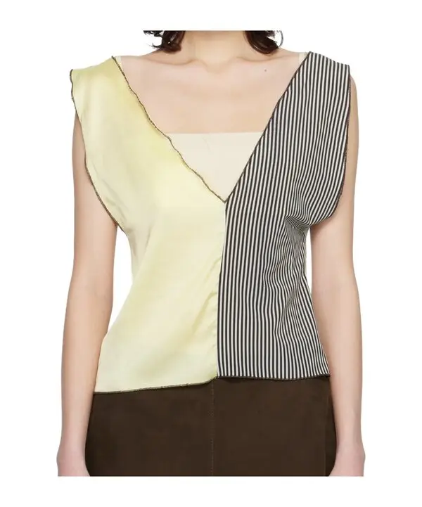 BASERANGE Striped And Solid V-neck Top