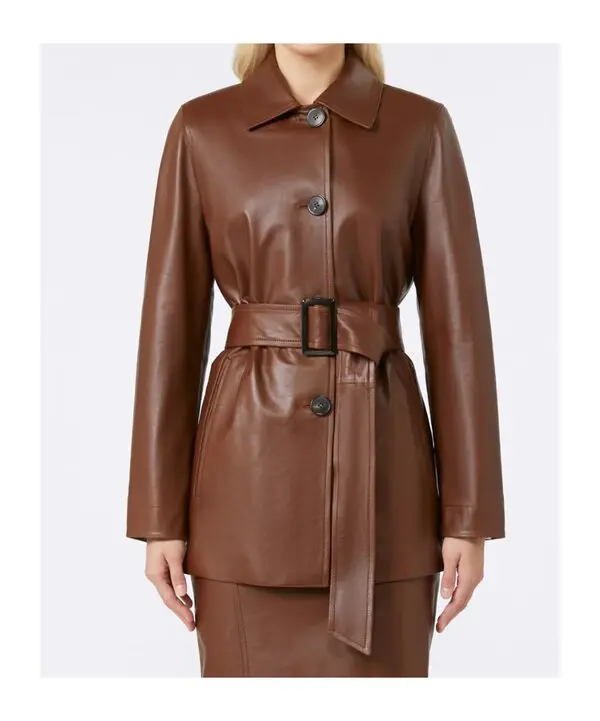 Max Mara Leather Belted Jacket