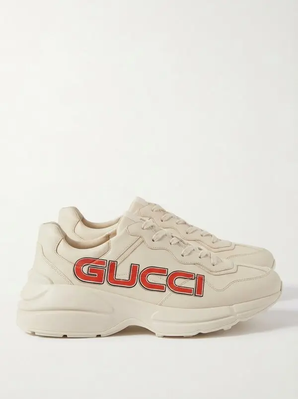 Gucci Rhyton Sneakers With Logo Detailing - Ivory White