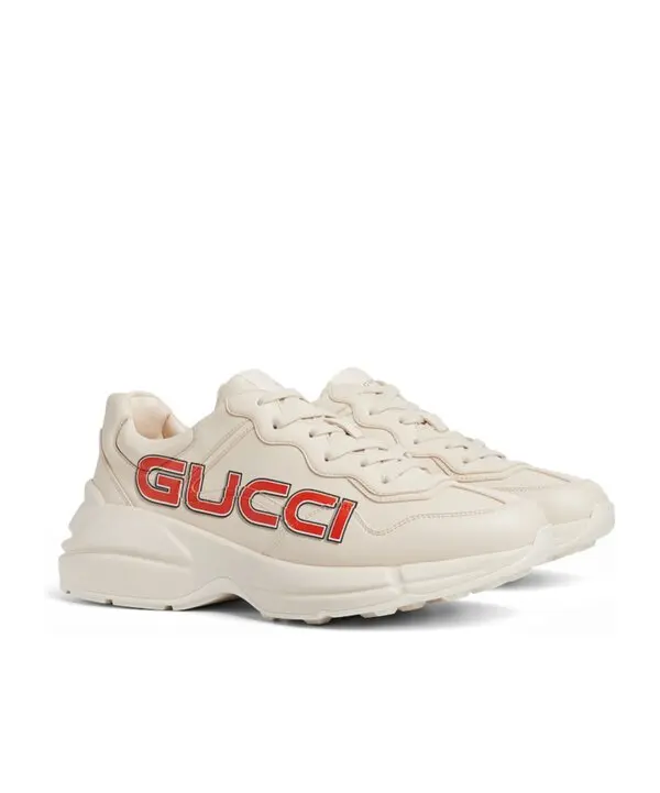 Gucci Rhyton Sneakers With Logo Detailing - Ivory White