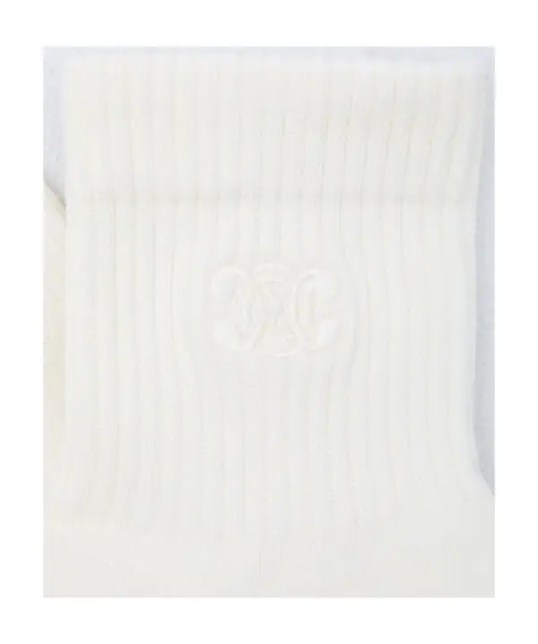 Celine Triomphe Ribbed Cotton Crew Socks