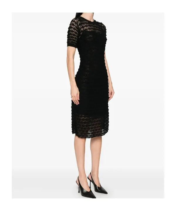 Alaïa Lace Midi Dress With Short Sleeves
