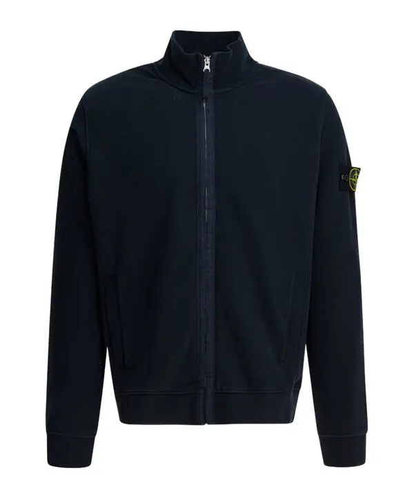 Stone Island Logo Patch Zip-up Sweatshirt - Blue