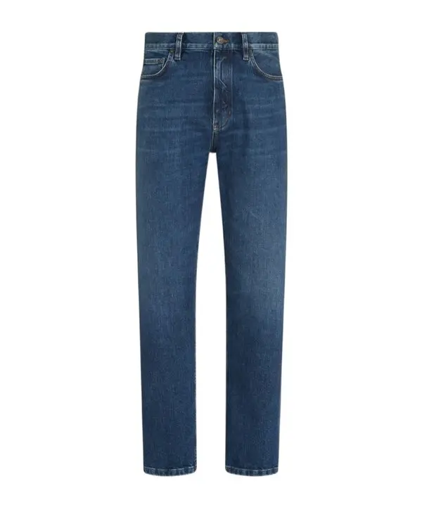 Zegna Logo Patch Straight-leg Jeans - Blue
