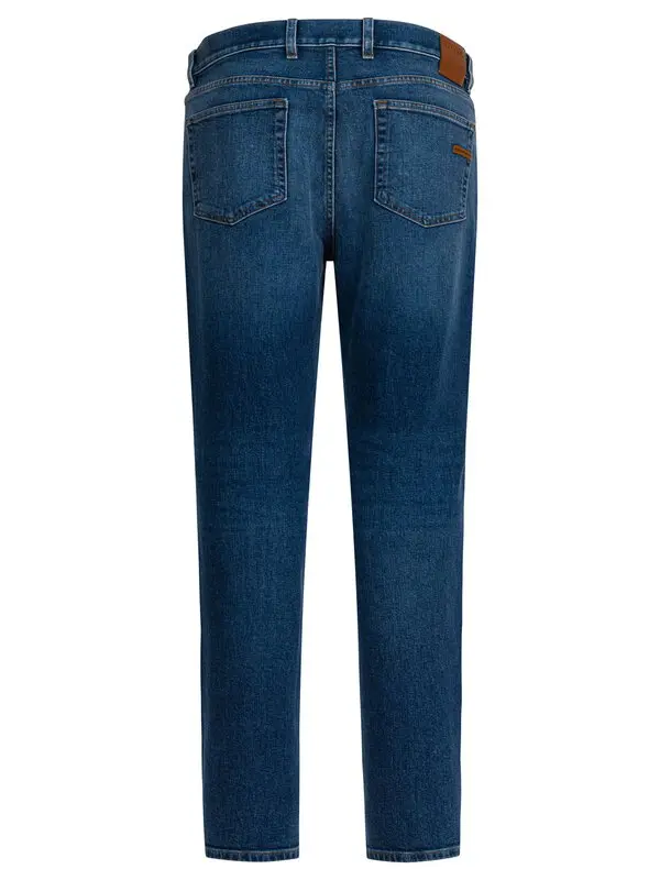 Zegna Logo Patch Straight-leg Jeans - Blue