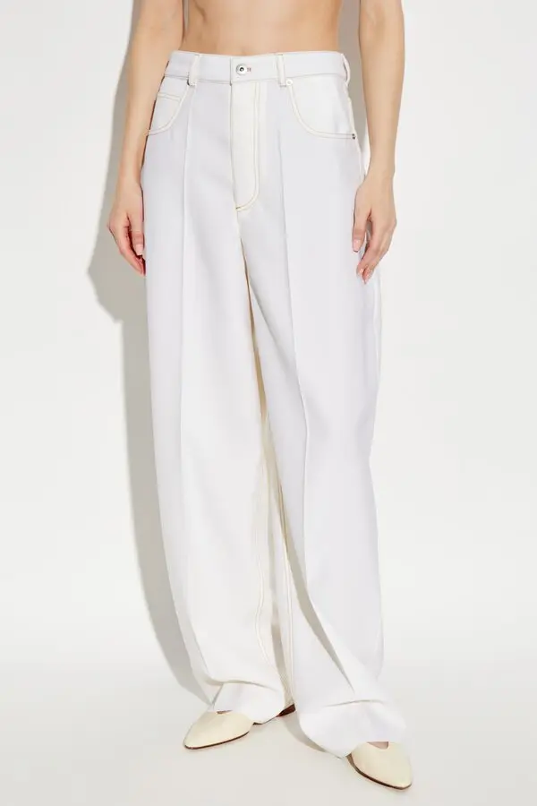 Bottega Veneta Straight Leg Trousers With Belt Loops And Multiple Pockets - White
