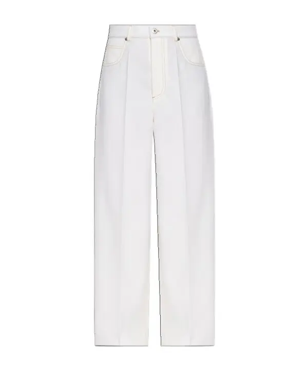 Bottega Veneta Straight Leg Trousers With Belt Loops And Multiple Pockets - White