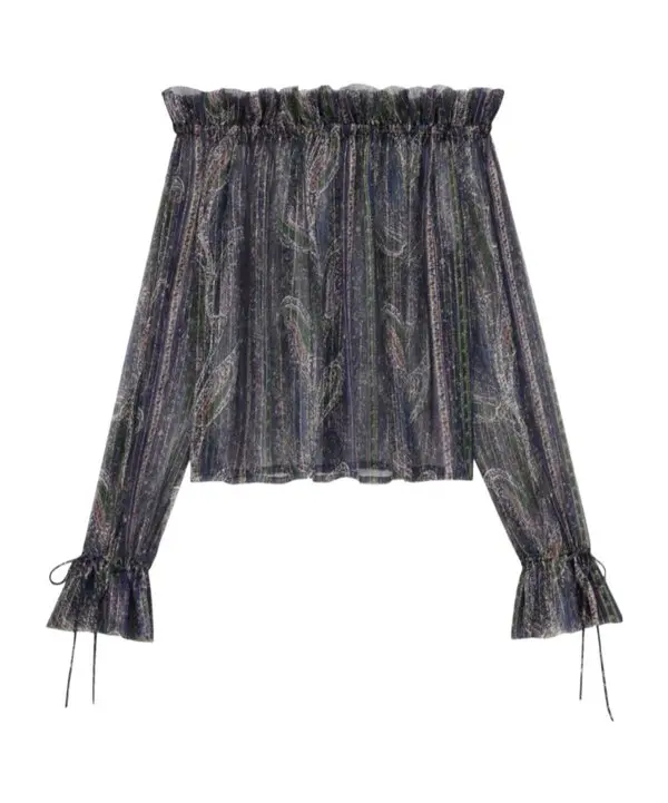 Saint Laurent Off-the-shoulder Ruffled Blouse