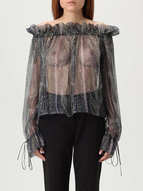 Saint Laurent Off-the-shoulder Ruffled Blouse