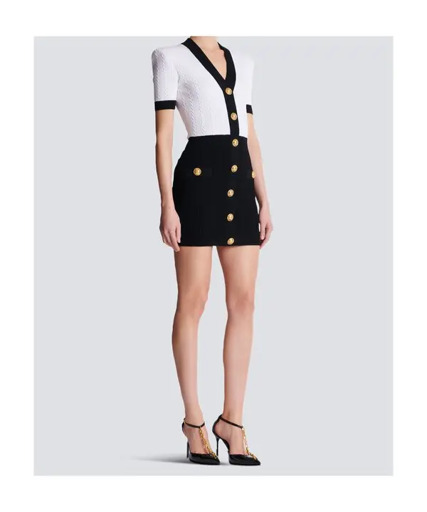 Balmain Two-tone Cable-knit Bodycon Dress