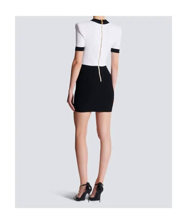 Balmain Two-tone Cable-knit Bodycon Dress