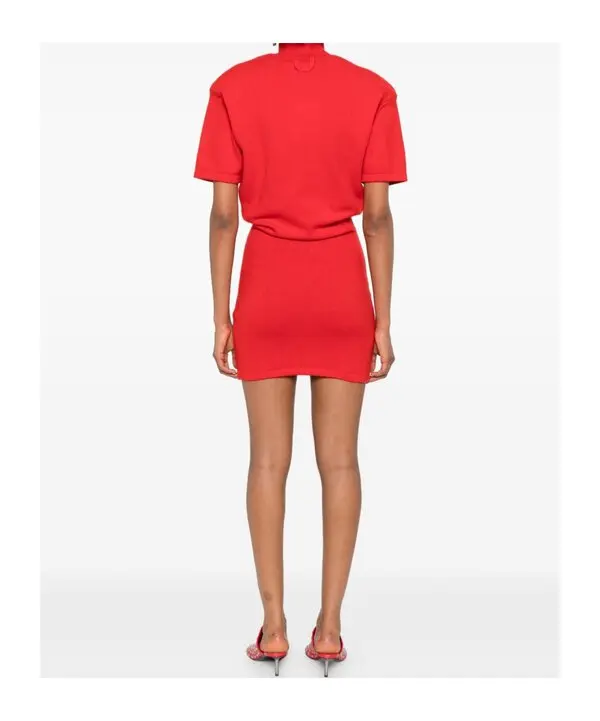Jacquemus High Neck Knitted Mini Dress