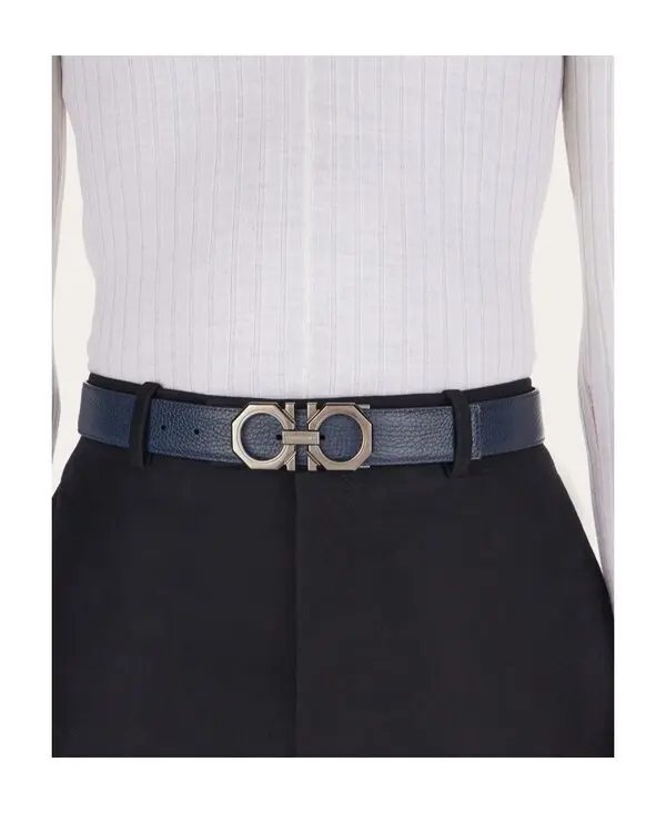 FERRAGAMO Double-sided Gancini Buckle Belt - Black