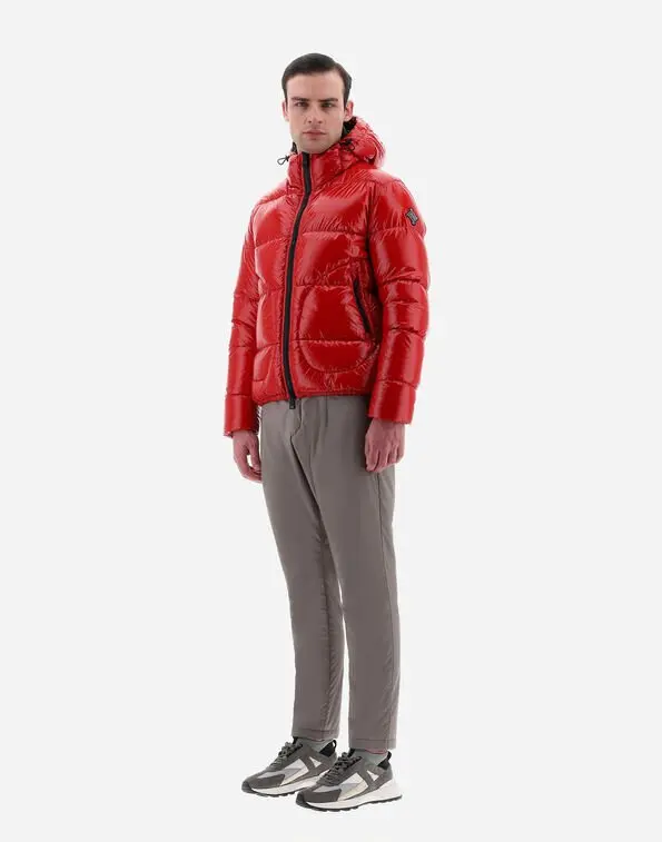 Herno Logo Patch Zip-up Padded Jacket - Red