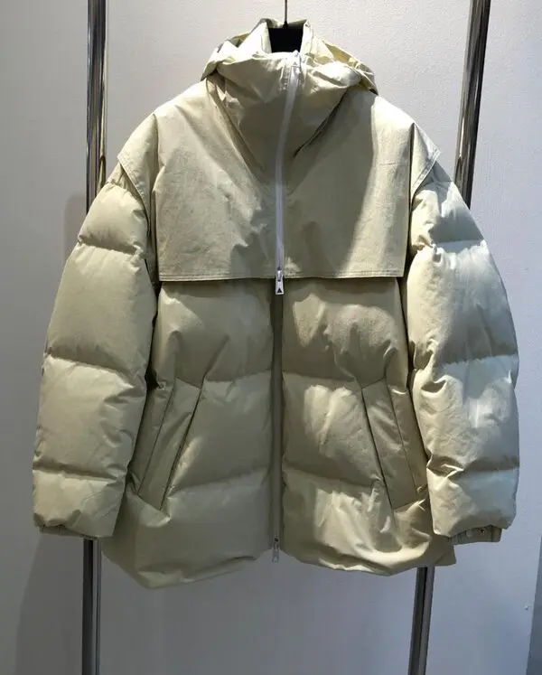 Bottega Veneta Oversized Down Jacket With Hidden Hood - Nude