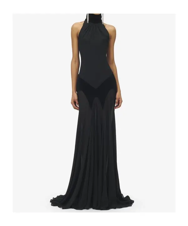 Alexander McQueen Georgette Sleeveless Evening Dress - Black