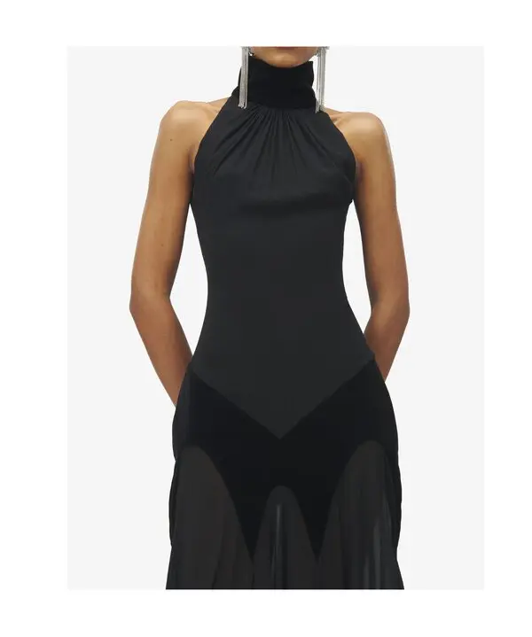 Alexander McQueen Georgette Sleeveless Evening Dress - Black