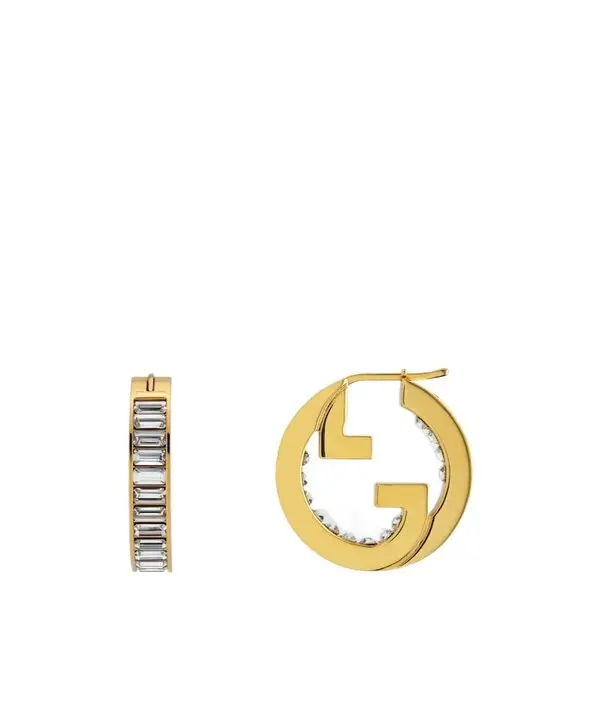 Gucci Blondie Crystal Hoop Earrings - Light Gold