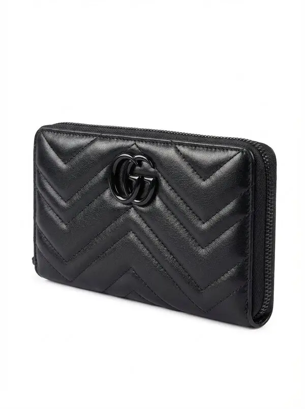 Gucci Gg Marmont Zip Around Wallet - Black