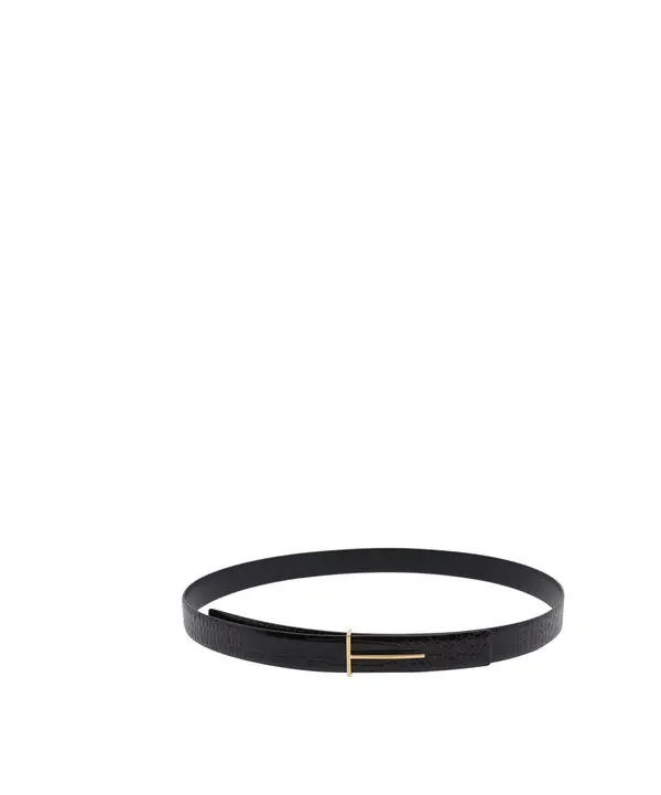 TOM FORD Logo Plaque Reversible Belt - Black