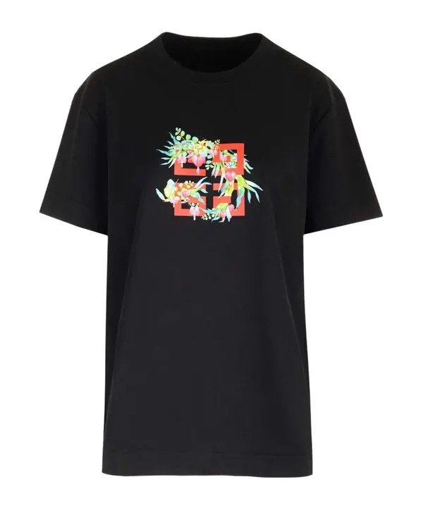 Givenchy 4g Flower Printed Crewneck T-shirt - Black