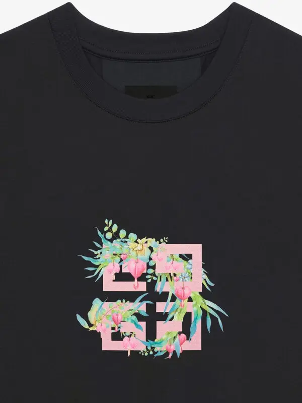Givenchy 4g Flower Printed Crewneck T-shirt - Black