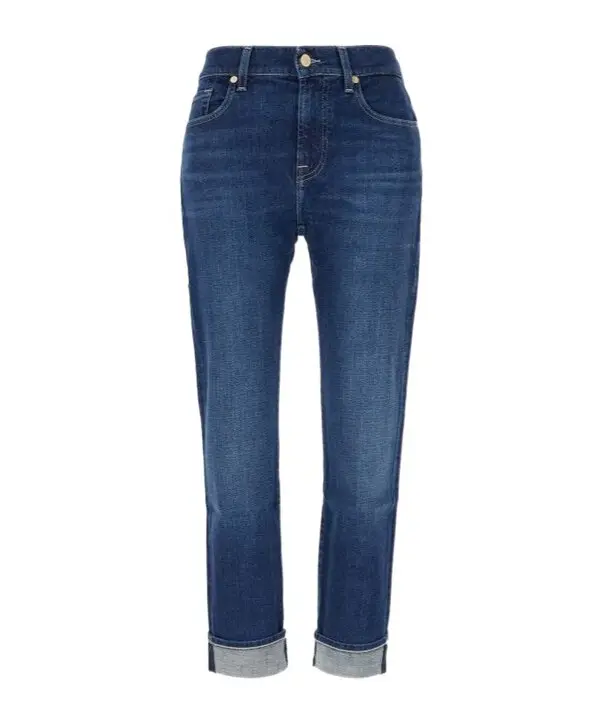 7 For All Mankind Straight-leg Jeans With Folded Legs - Navy
