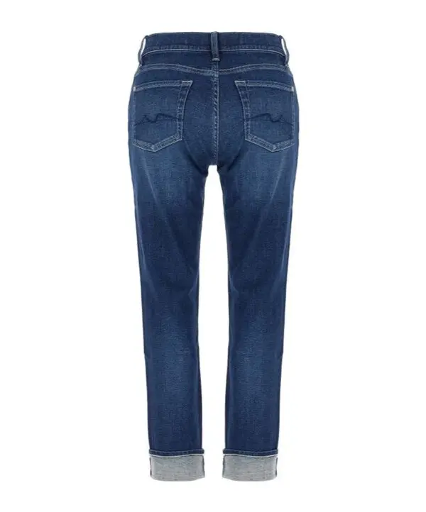 7 For All Mankind Straight-leg Jeans With Folded Legs - Navy