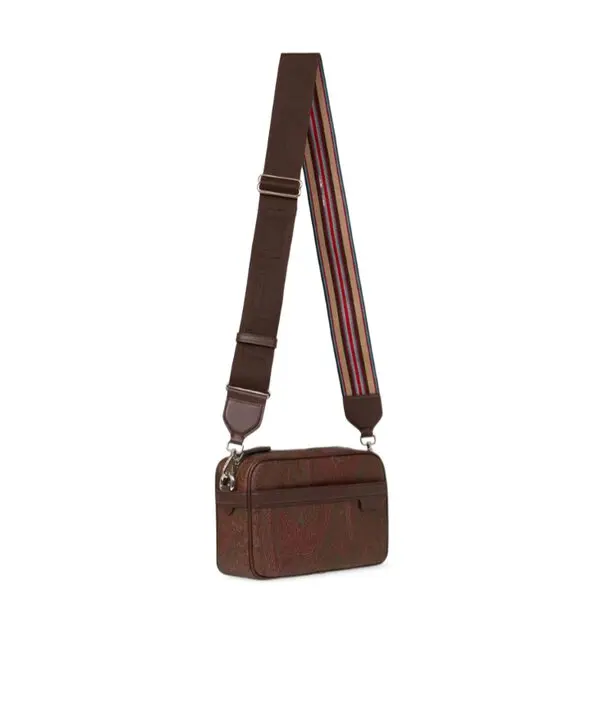 Etro Printed Leather Trimmed Belt Bag - Brown