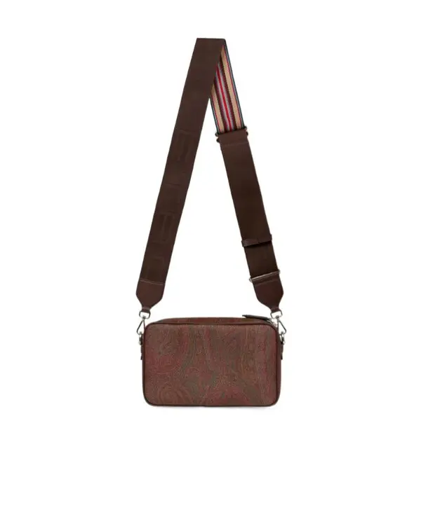 Etro Printed Leather Trimmed Belt Bag - Brown