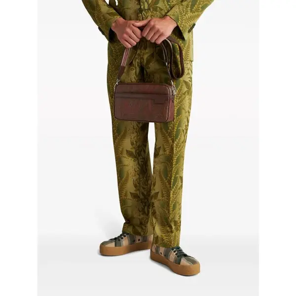 Etro Printed Leather Trimmed Belt Bag - Brown