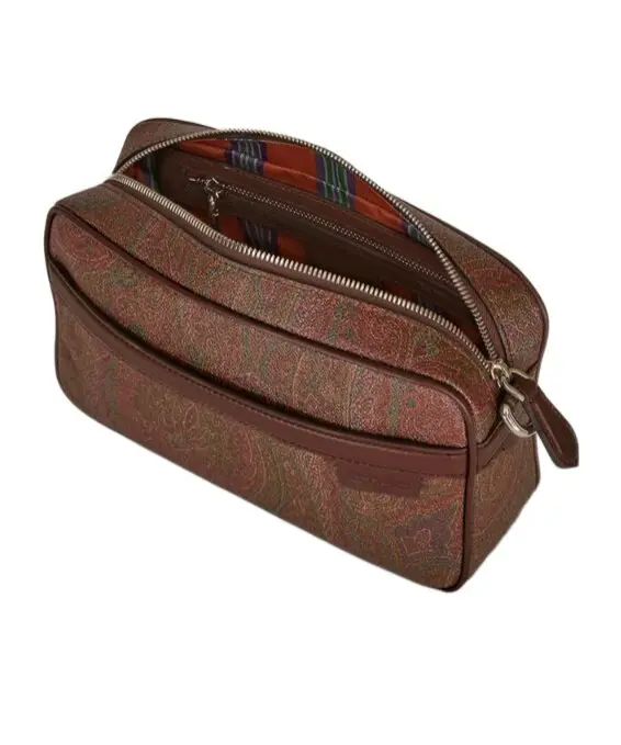 Etro Printed Leather Trimmed Belt Bag - Brown