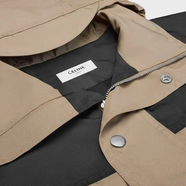 Celine Windbreaker With Hood And Zipped Pockets - Light Brown
