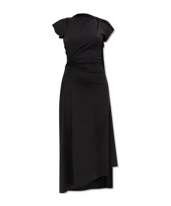 Victoria Beckham Asymmetric Pleated Dress - Black