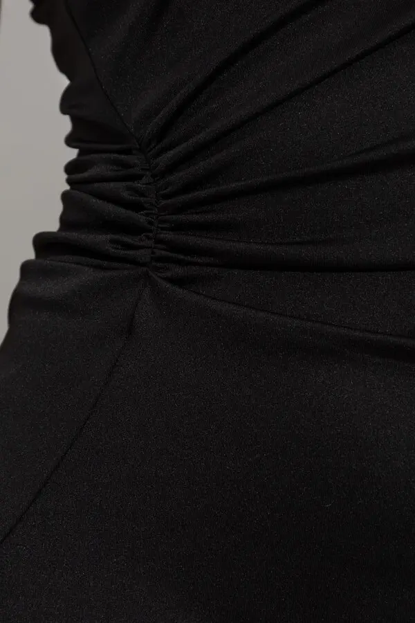Victoria Beckham Asymmetric Pleated Dress - Black