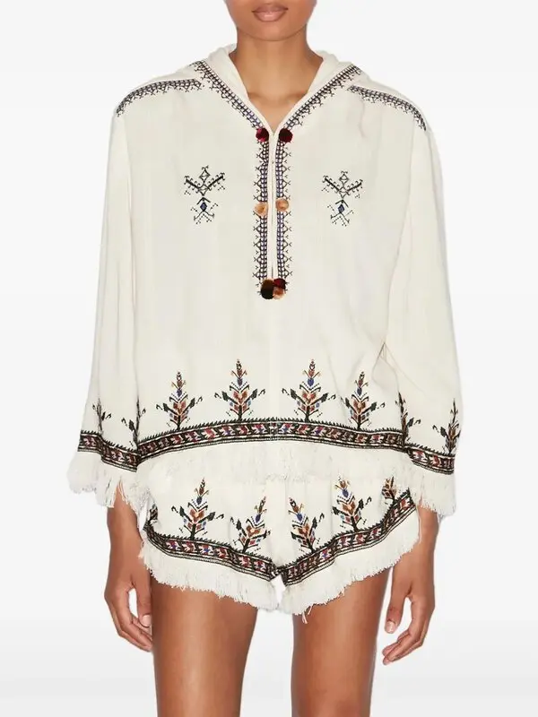 Isabel Marant Étoile Embroidered Fringed Hoodie