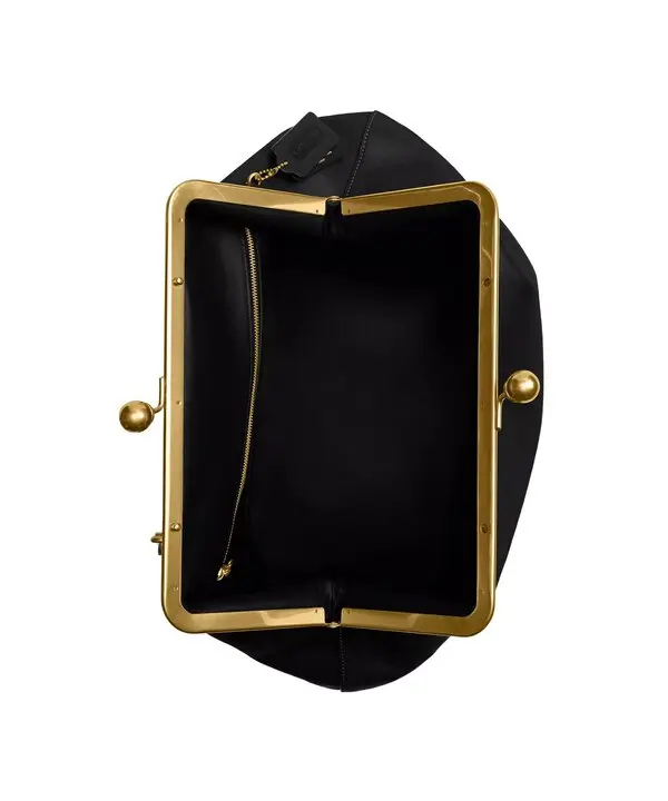 COACH Large Kisslock Frame Bag - Brass/black