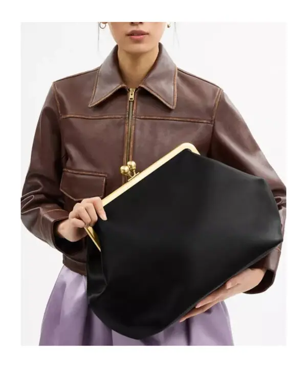 COACH Large Kisslock Frame Bag - Brass/black