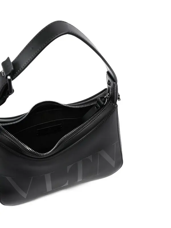 Valentino Garavani Vltn Logo Printed Zip-up Shoulder Bag