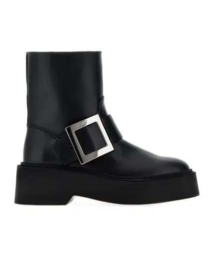 ROGER VIVIER Buckled Chunky Sole Ankle Boots - Black