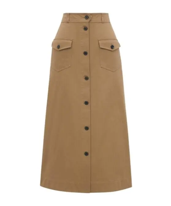 Saint Laurent Button Detailed A-line Skirt - Beige