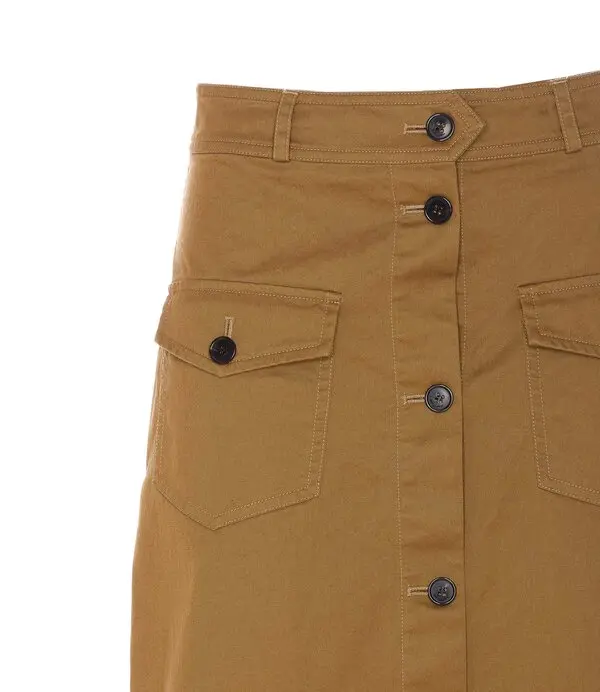 Saint Laurent Button Detailed A-line Skirt