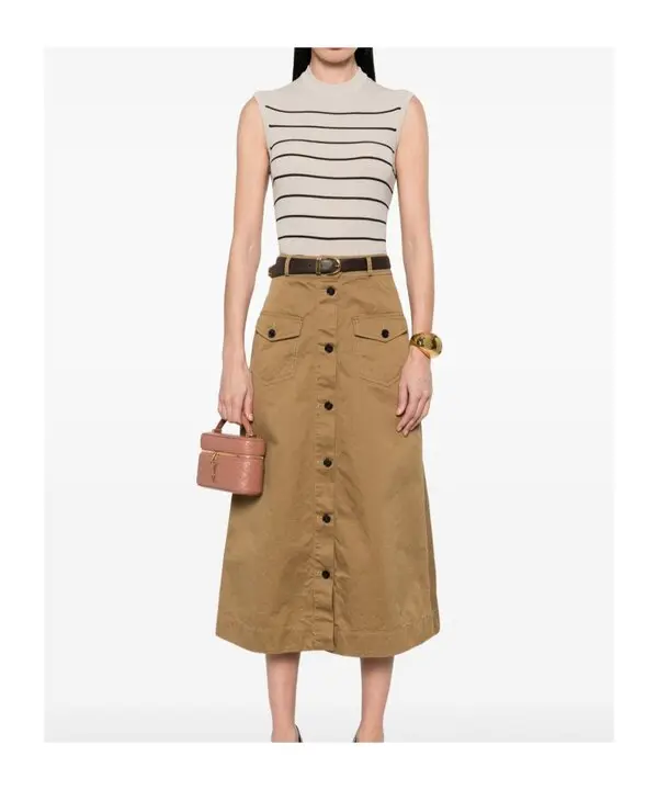 Saint Laurent Button Detailed A-line Skirt