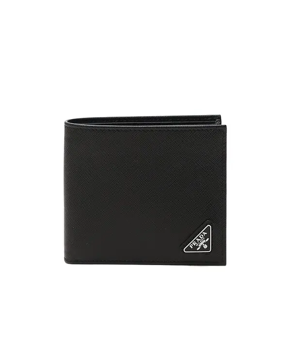 Prada Triangle Logo Bifold Wallet - Black