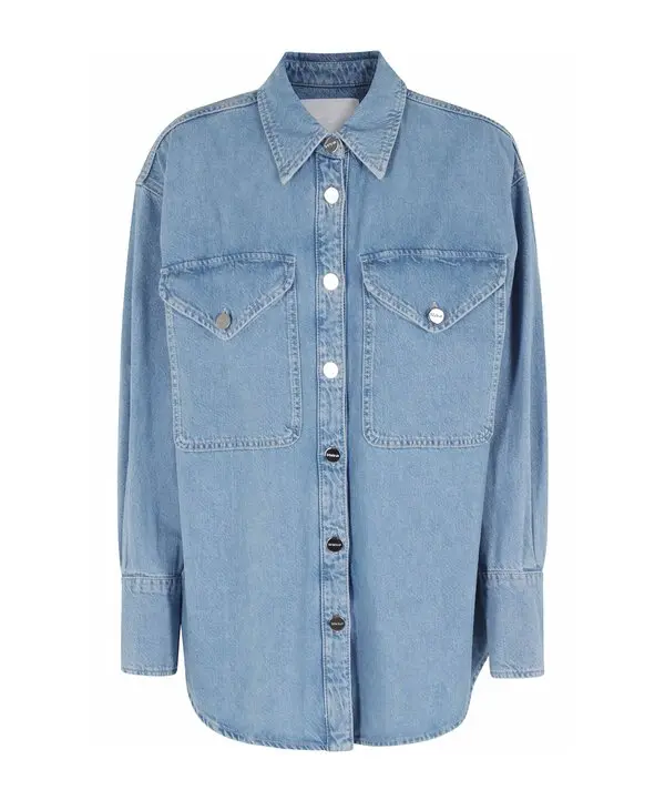 DONDUP Oversized Denim Shirt With Lapel Collar - Blue