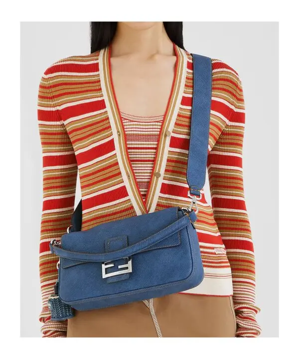 Fendi Baguette Ff Plaque Shoulder Bag - Blue