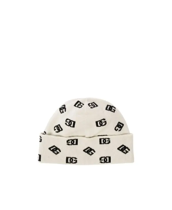 Dolce & Gabbana Dg Intarsia-knit Beanie - White
