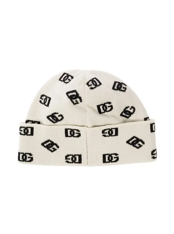 Dolce & Gabbana Dg Intarsia-knit Beanie - White