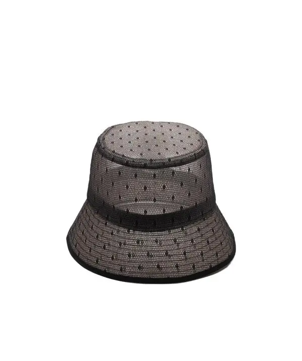 Red Valentino Polka Dot Printed Mesh Bucket Hat - Black